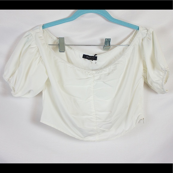 xzilingo | Tops | Nwt Off The Shoulder Puff Sleeve Crop Top White M ...